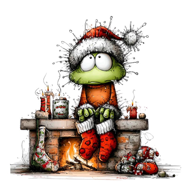 Christmas Monster Clipart – Funny Holiday Creature PNG Set (digital ...