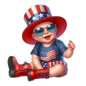 28 PNG 4th of July Cute Baby Boy Clipart, Dijital Download,american ...
