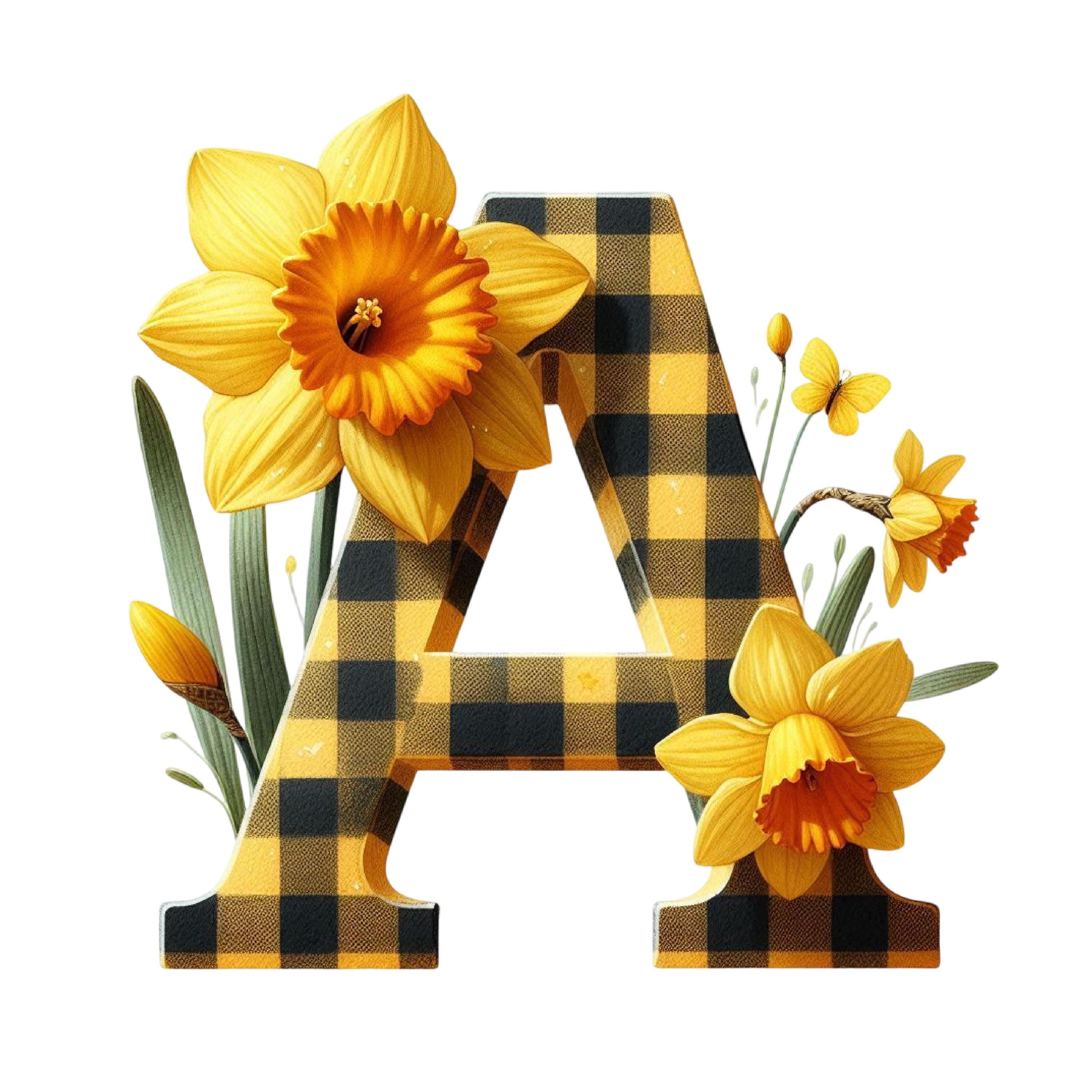 36 PNG Daffodil Spring Alphabet Sublimation,highresolution Images ...