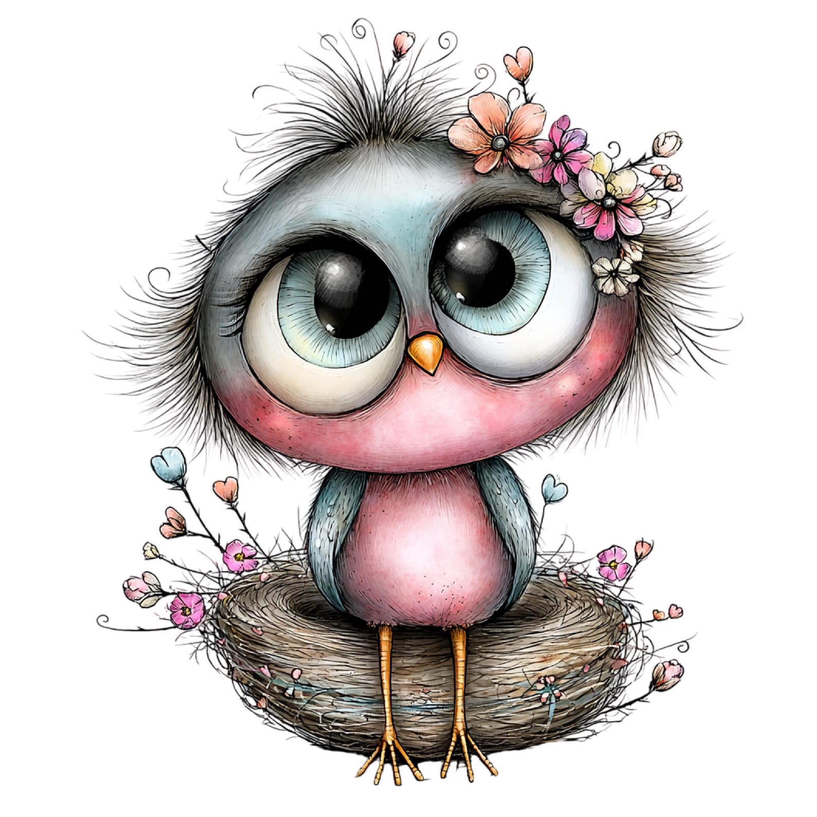 Whimsical Birds With House Clipart – Cozy Watercolor PNG Set (instant ...