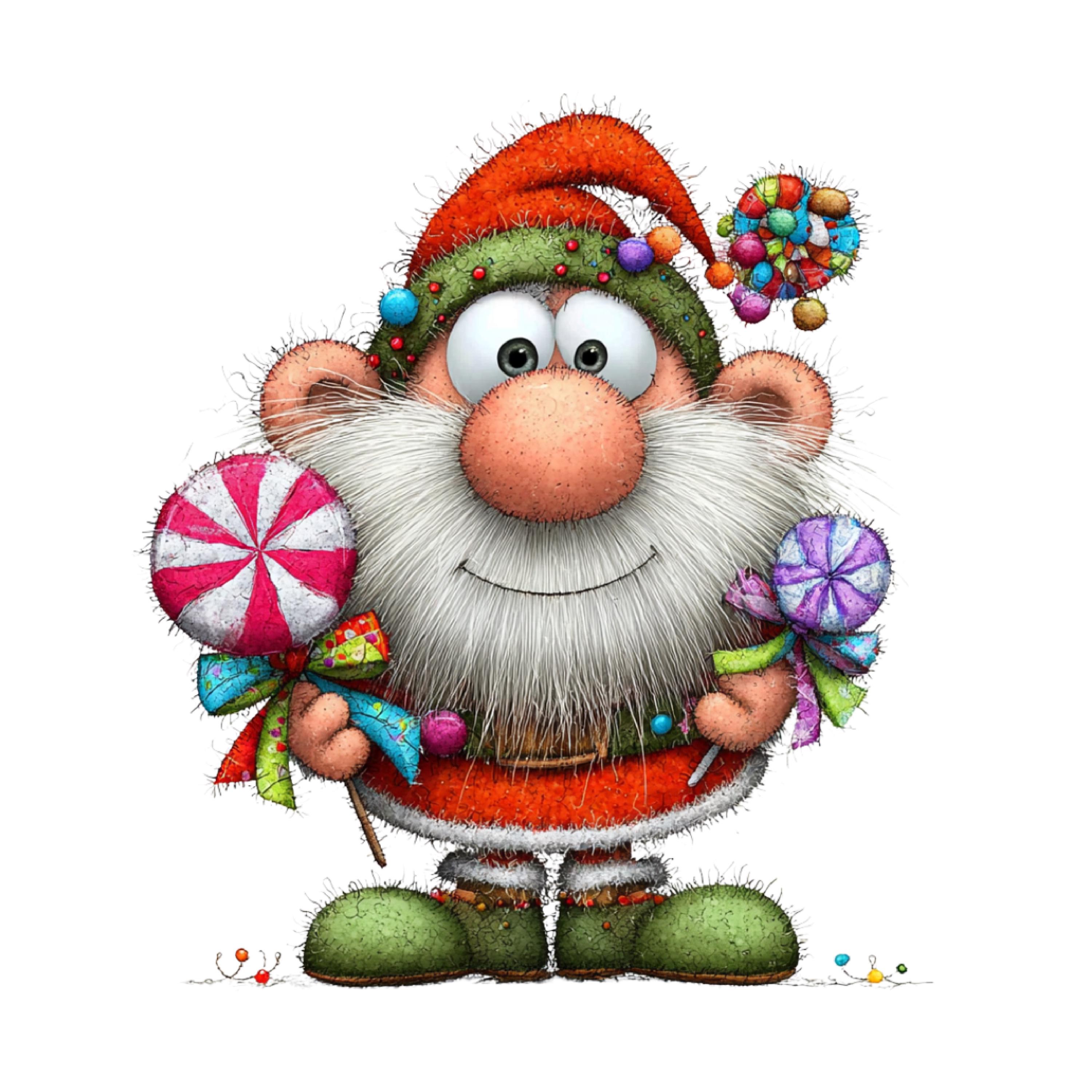 Whimsical Christmas Santa Clipart – Cute Holiday Father Christmas PNG ...