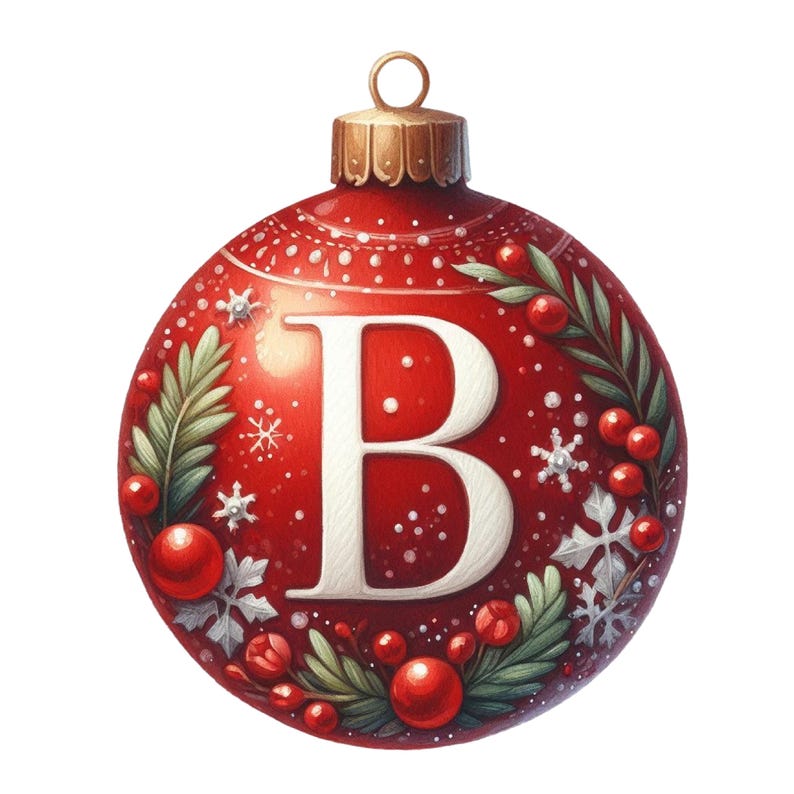 Christmas Ornament Alphabet Clipart: Festive PNG Letters (digital ...