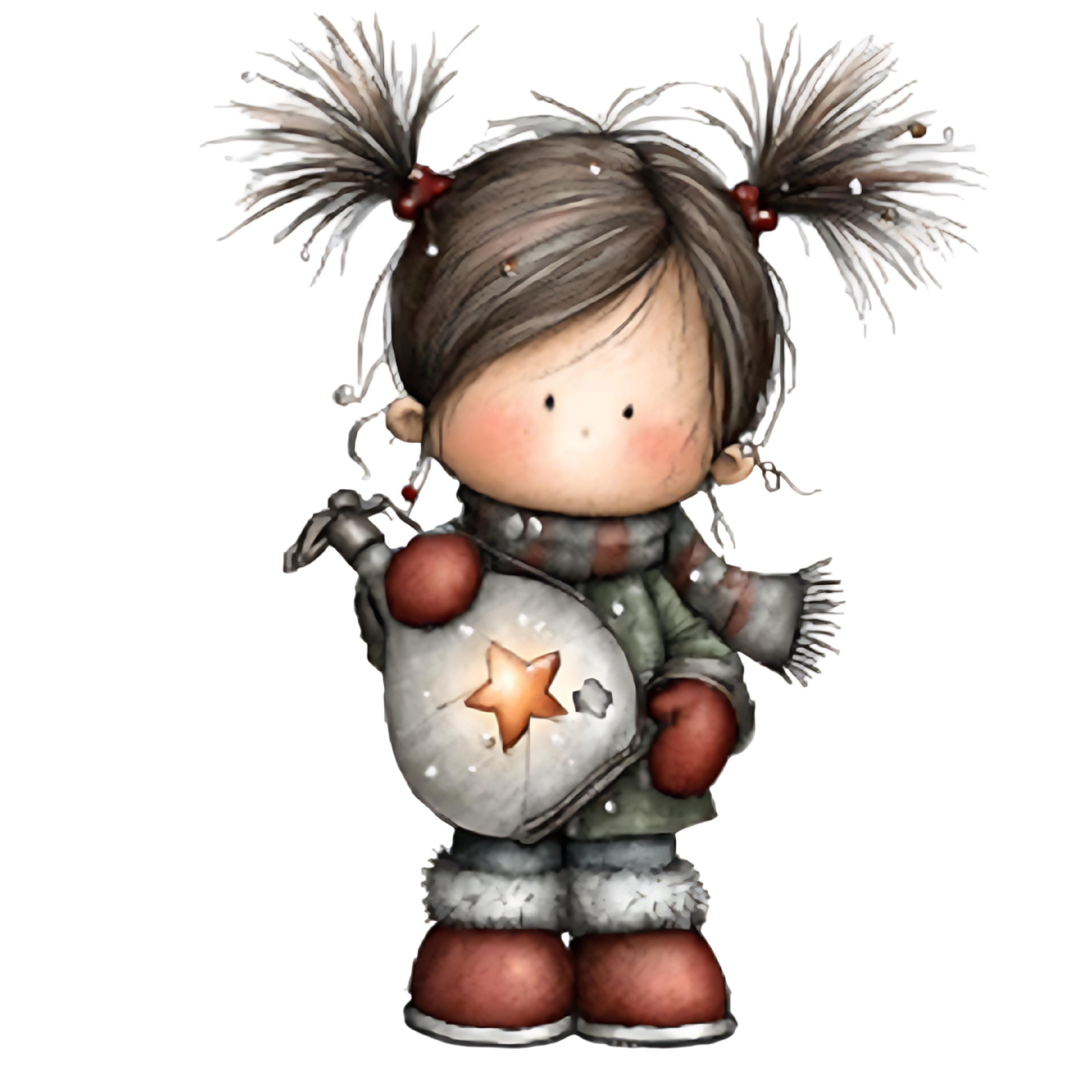 Christmas Little Girl Clipart 2 : Cute Holiday PNG Bundle (digital ...