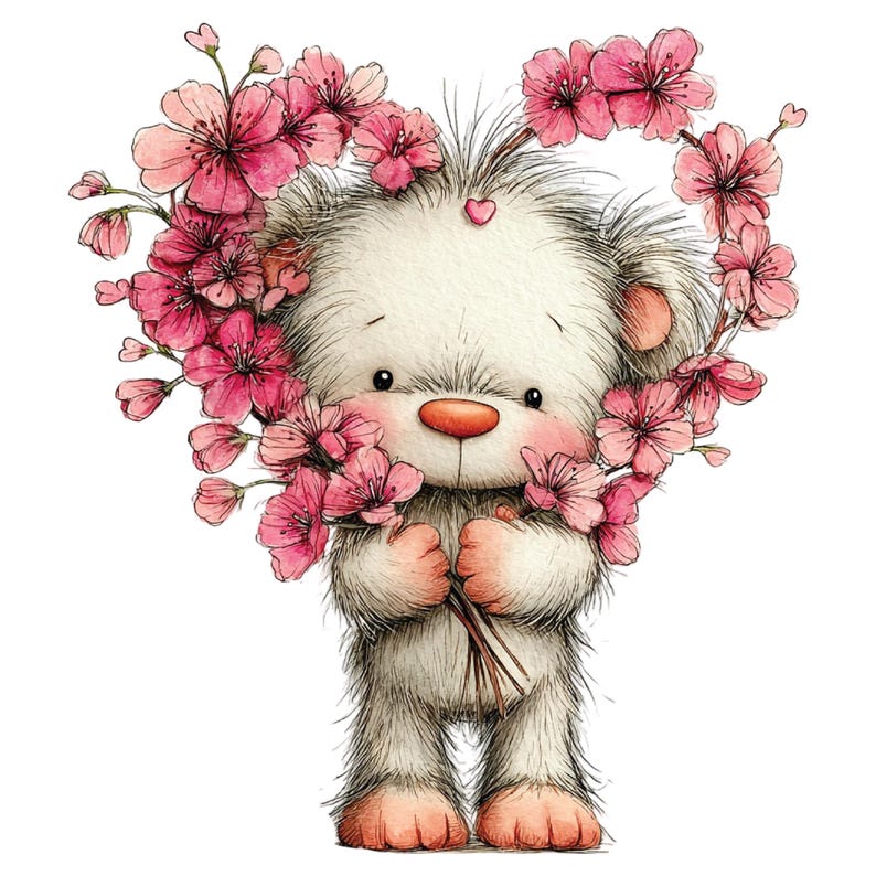 Spring Teddy Bear Illustration Bundle: Seasonal Character Art Set 35 ...