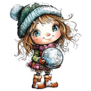 Winter Girl Clipart – Watercolor Cozy Seasonal Character PNG Set ...