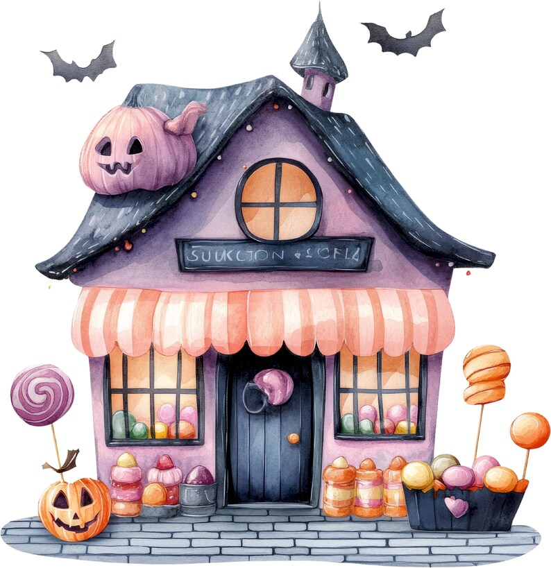 Halloween Candy Store Clipart: Commercial Use PNG & JPG (digital ...