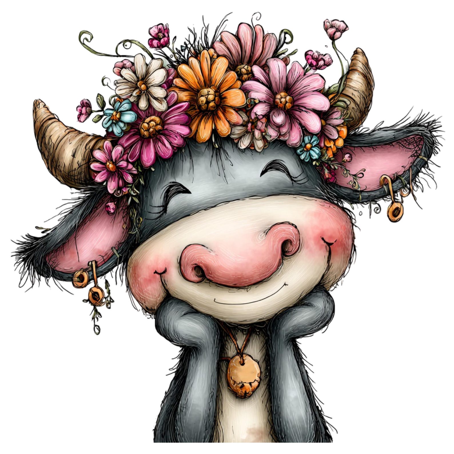 Whimsical Funny Farm Animals PNG Set: Watercolor Clipart Bundle 38 PNG ...