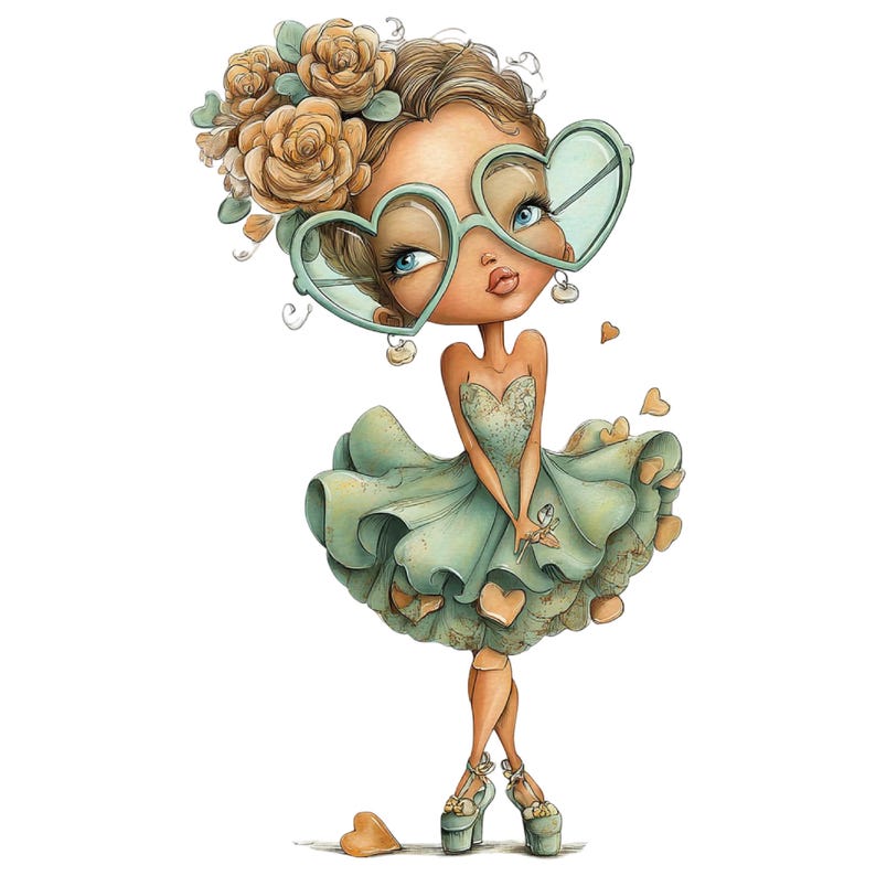 Whimsical Lady Clipart Set: Character Illustration Bundle 34 PNG - Etsy