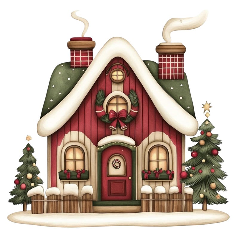 Cute Mini Christmas Houses Clipart: Whimsical Holiday Village PNG ...