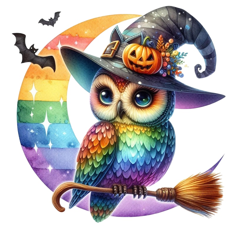 38 PNG Halloween Witch Owls Sublimation Clipart,dijital Clipart ...
