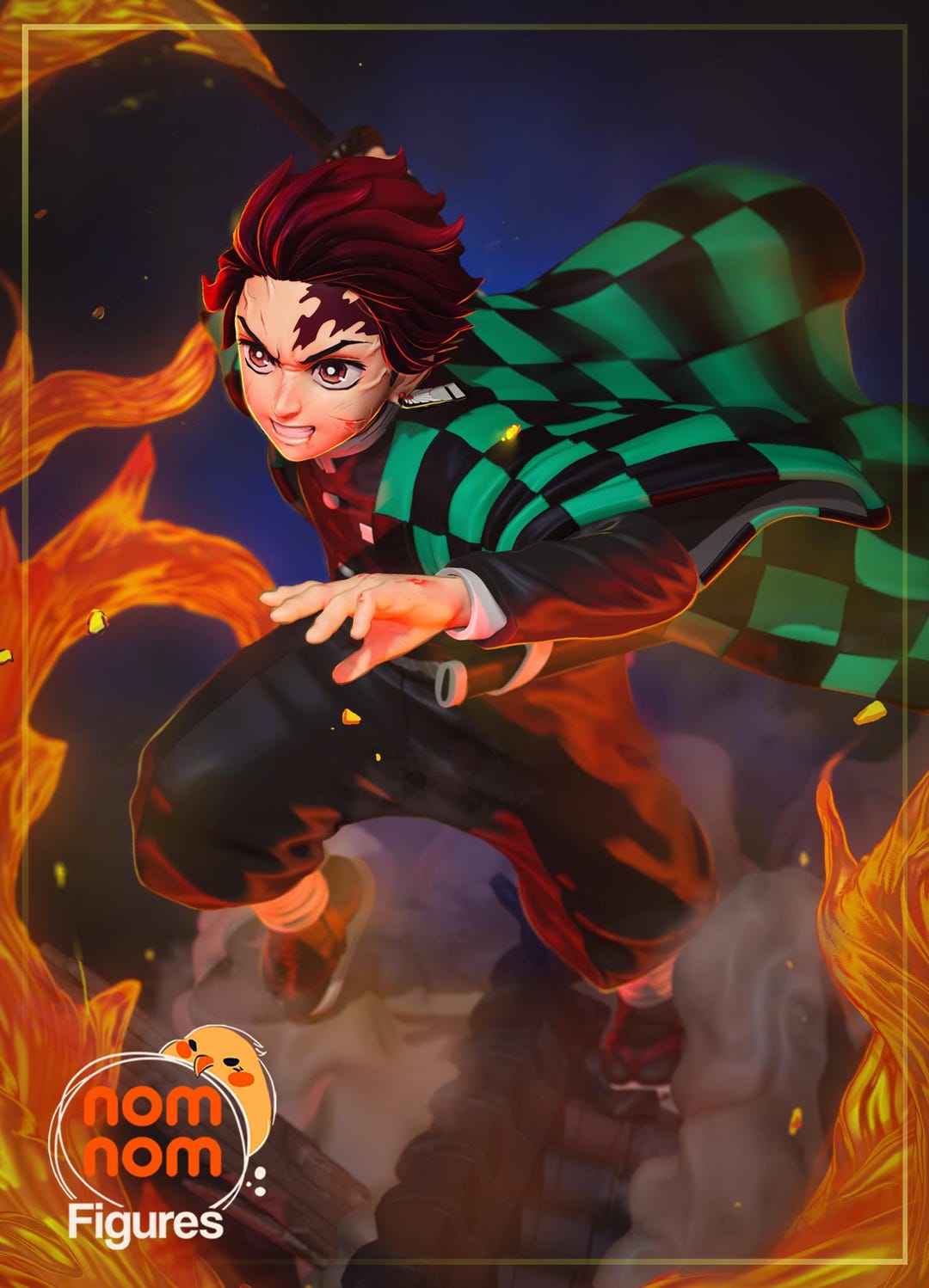 Fire Samurai - Demon // Anime Fan-art Hand-painted Figure - Etsy