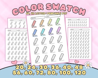 Color Swatch Sheet for Alcohol Markers Colour Swatch Chart Printable ...