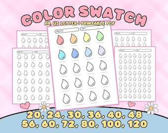 Color Swatch Chart Printable for Alcohol Markers Blank Color Test Sheet ...