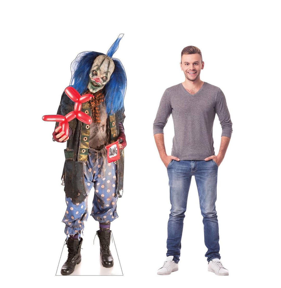 Bang Clown Cardboard Cutout, Life-size Creepy Clown Standee, Scary ...
