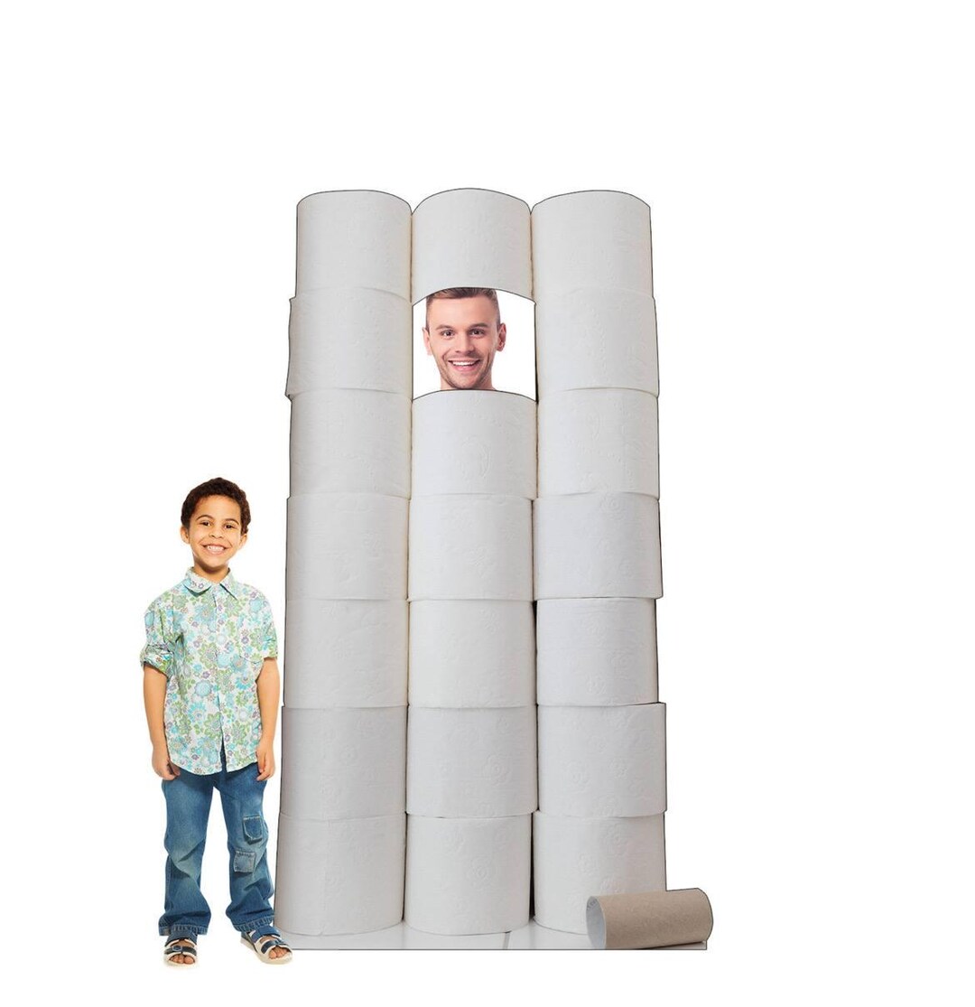 Life-size Toilet Paper Hoarder Cardboard Cutout: Funny Gag Gift Photo ...