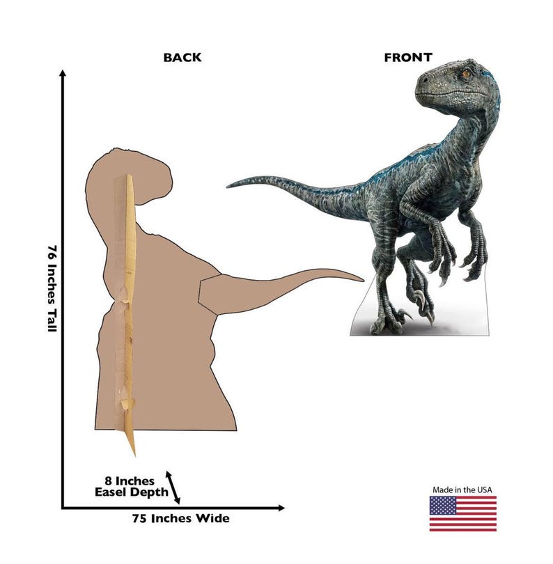 Life Size Blue Velociraptor Cardboard, Jurassic Birthday Party ...