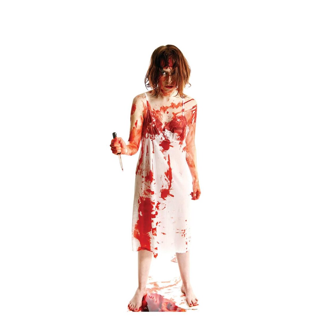 Life-size Psycho Lady Cardboard Cutout, Scary Halloween Decoration ...