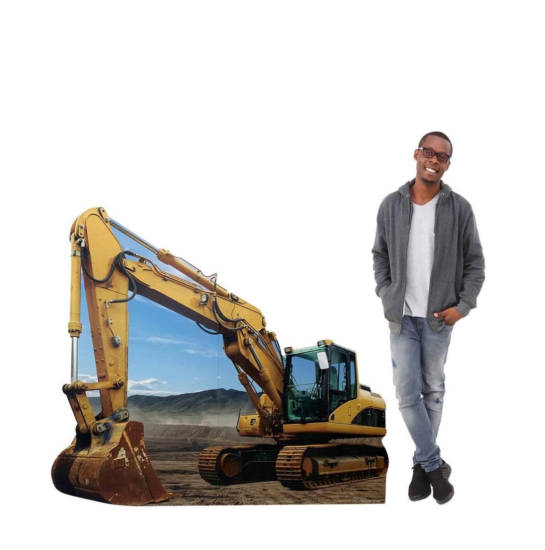 Construction Excavator Life-size Cardboard Cutout, Builder Party Prop ...