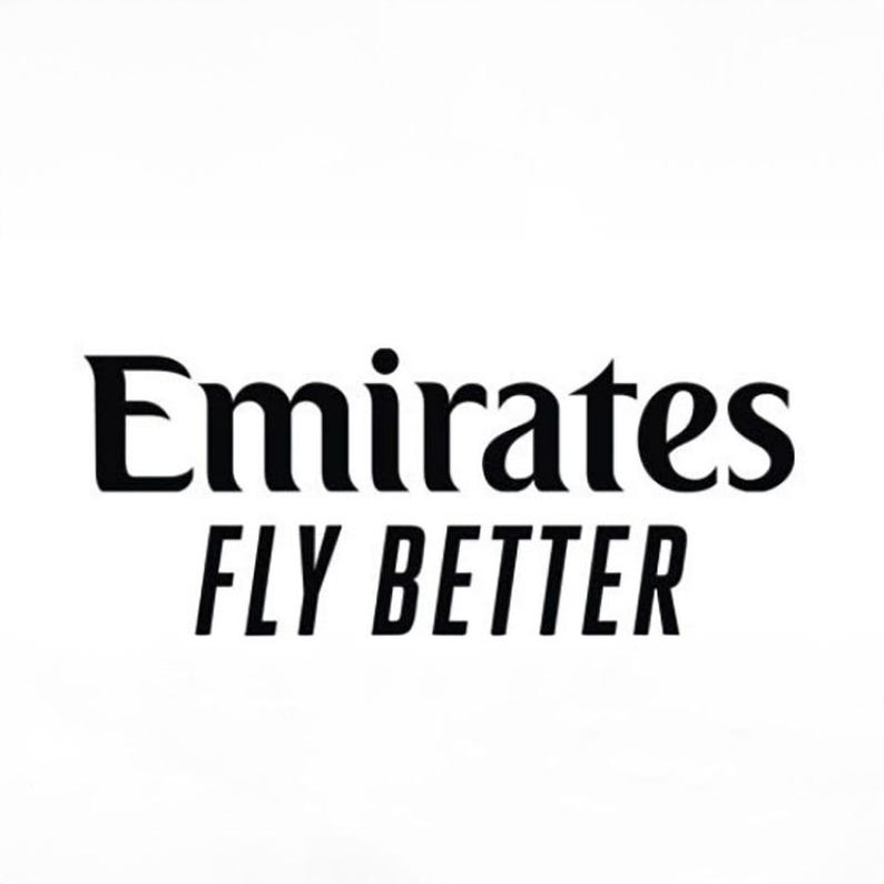 EMIRATES FLY BETTER Sponsor Logo Patch Thermal Adhesive Film 28 X 11.3 ...