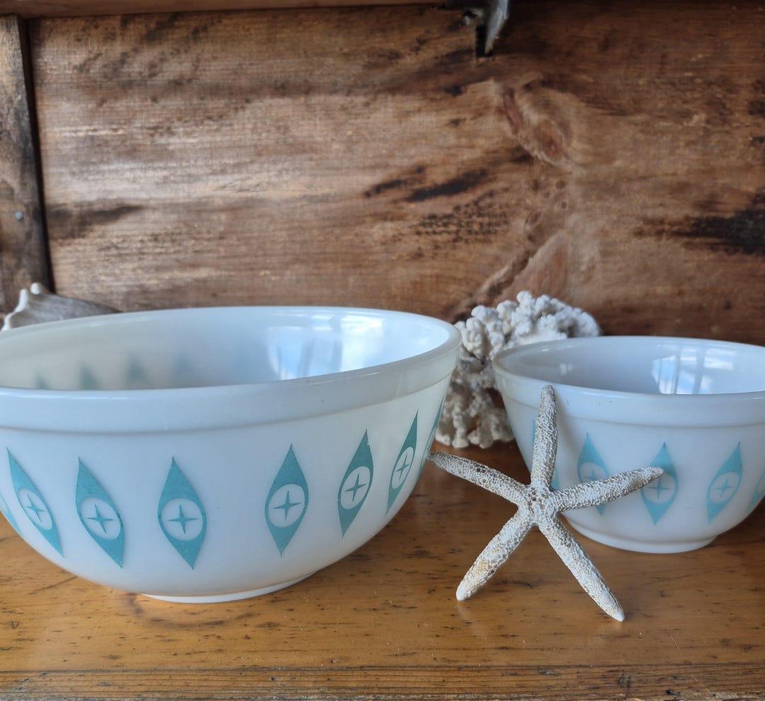 Pyrex Atomic Eyes Bowl Set RARE MCM 1950s Vintage Chip & Dip Set No ...