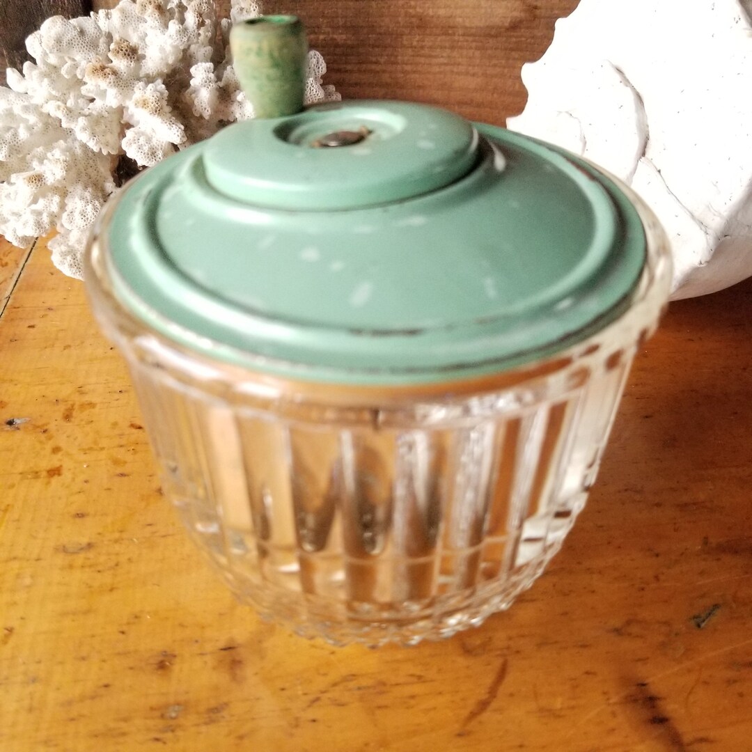 Vintage Kitchen Small Beater Mixer Glass Jar With Hand Crank Depression ...