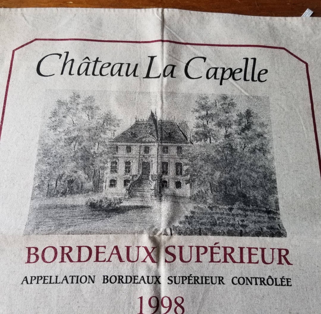 Vintage French Chateau Wine Label Linen and Cotton Wall Hanging 26 X 22 ...