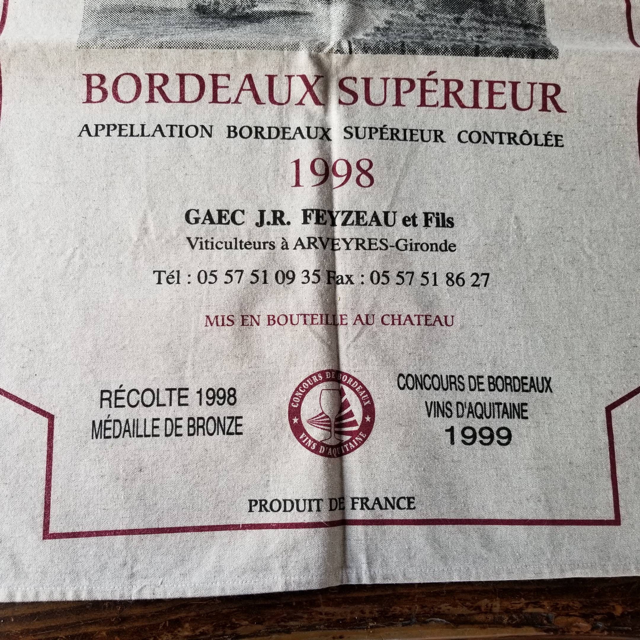 Vintage French Chateau Wine Label Linen and Cotton Wall Hanging 26 X 22 ...