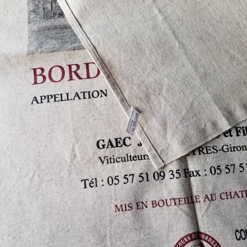 Vintage French Chateau Wine Label Linen and Cotton Wall Hanging 26 X 22 ...