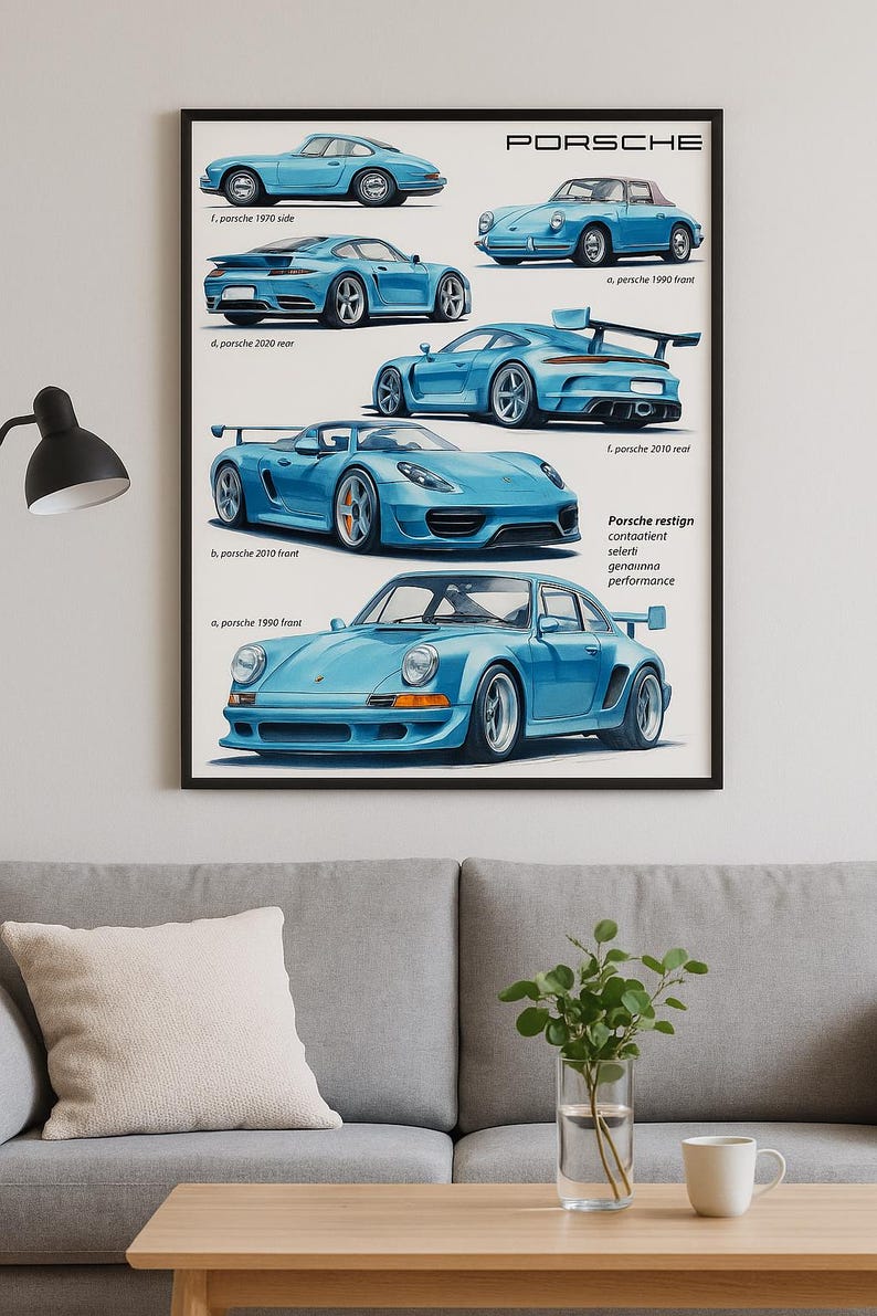 Porsche Evolution Poster 1970–2010 – Digital Download Classic Car Wall ...