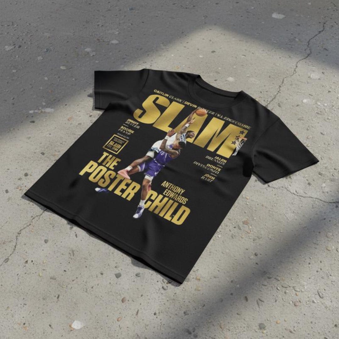 Anthony Edwards Slam Magazine T-shirt, Vintage Basketball Graphic Tee ...