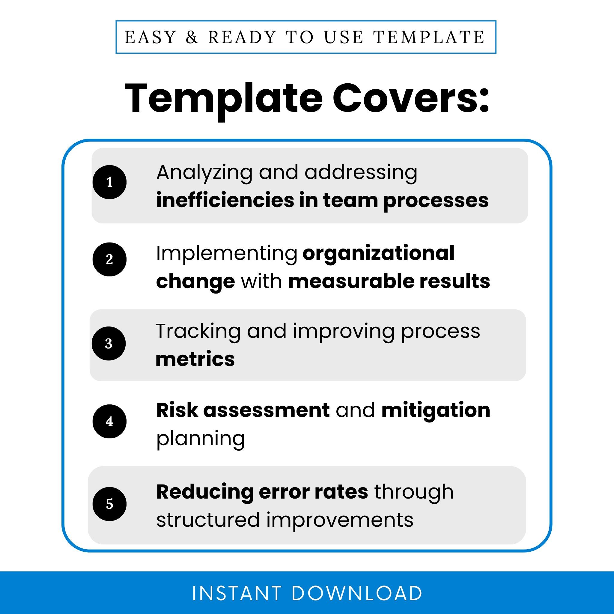 Process Improvement Plan Template (word, PDF) | Workflow Improvement ...