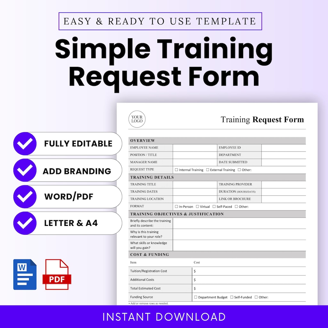 Employee Training Request Form Template (word, PDF) | Document ...