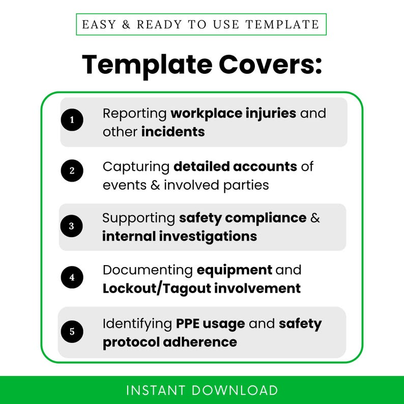Manufacturing Incident Report Form (word, PDF) | Workplace Incident ...