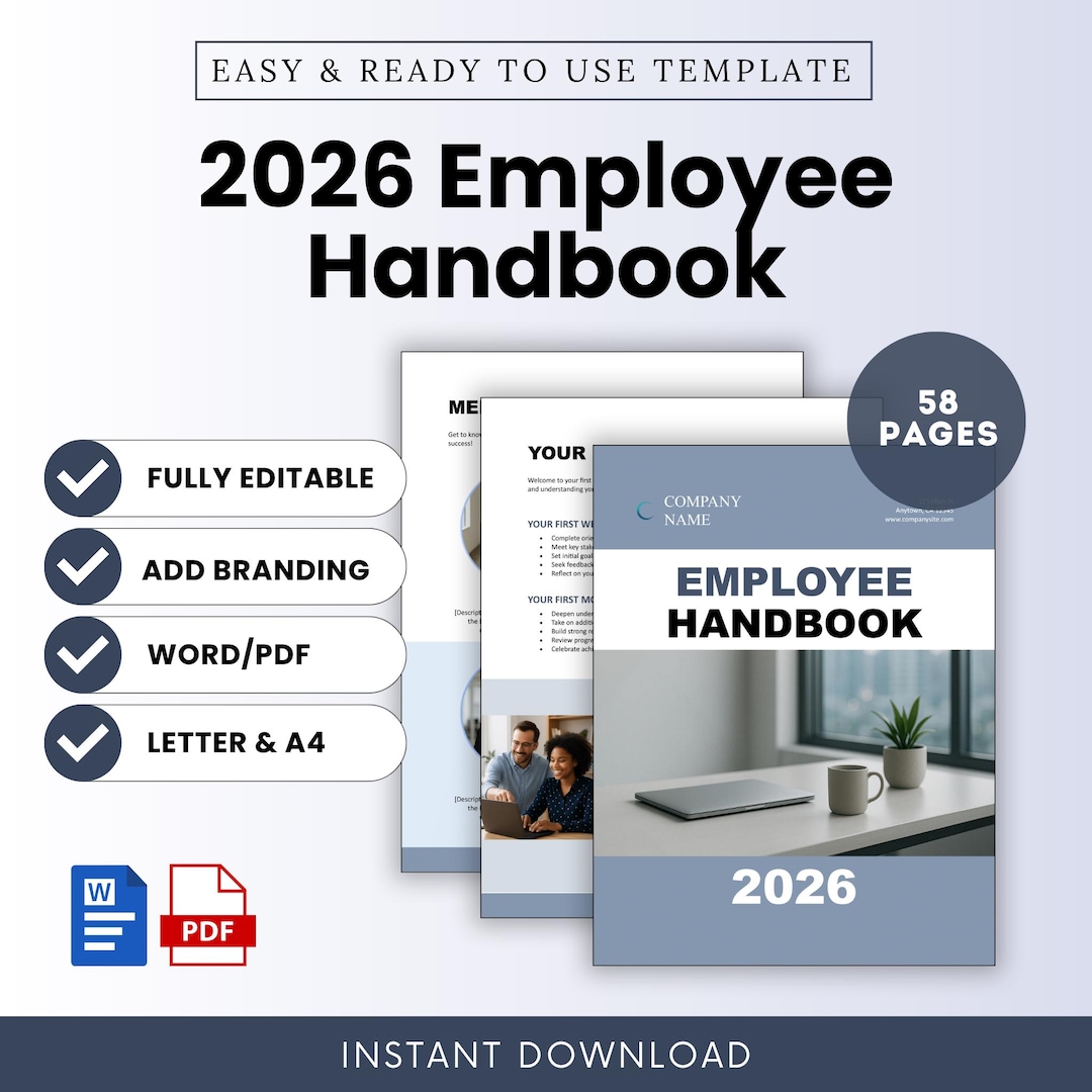 Employee Handbook 2026 Template – Word & PDF, A4 + US Letter - Etsy