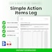 Simple Action Items Log Template (word, PDF) | Project Task Tracker ...
