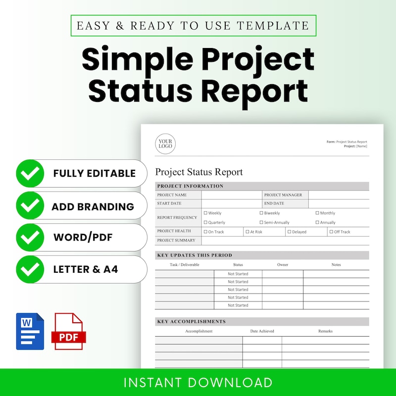 Status Report Word - Etsy