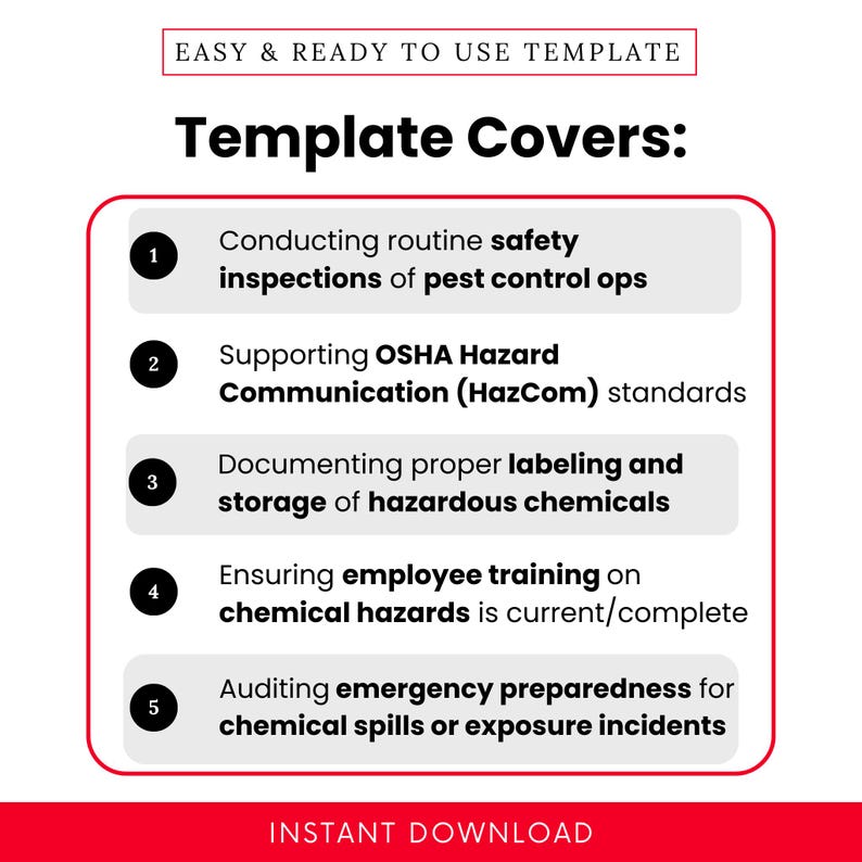 Pest Control Hazard Communication (hazcom) Checklist Template - Word ...