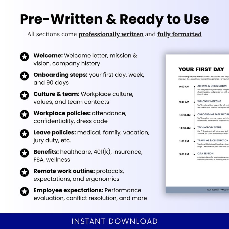 Call Center Employee Handbook Template – Word & PDF, A4 + US Letter - Etsy