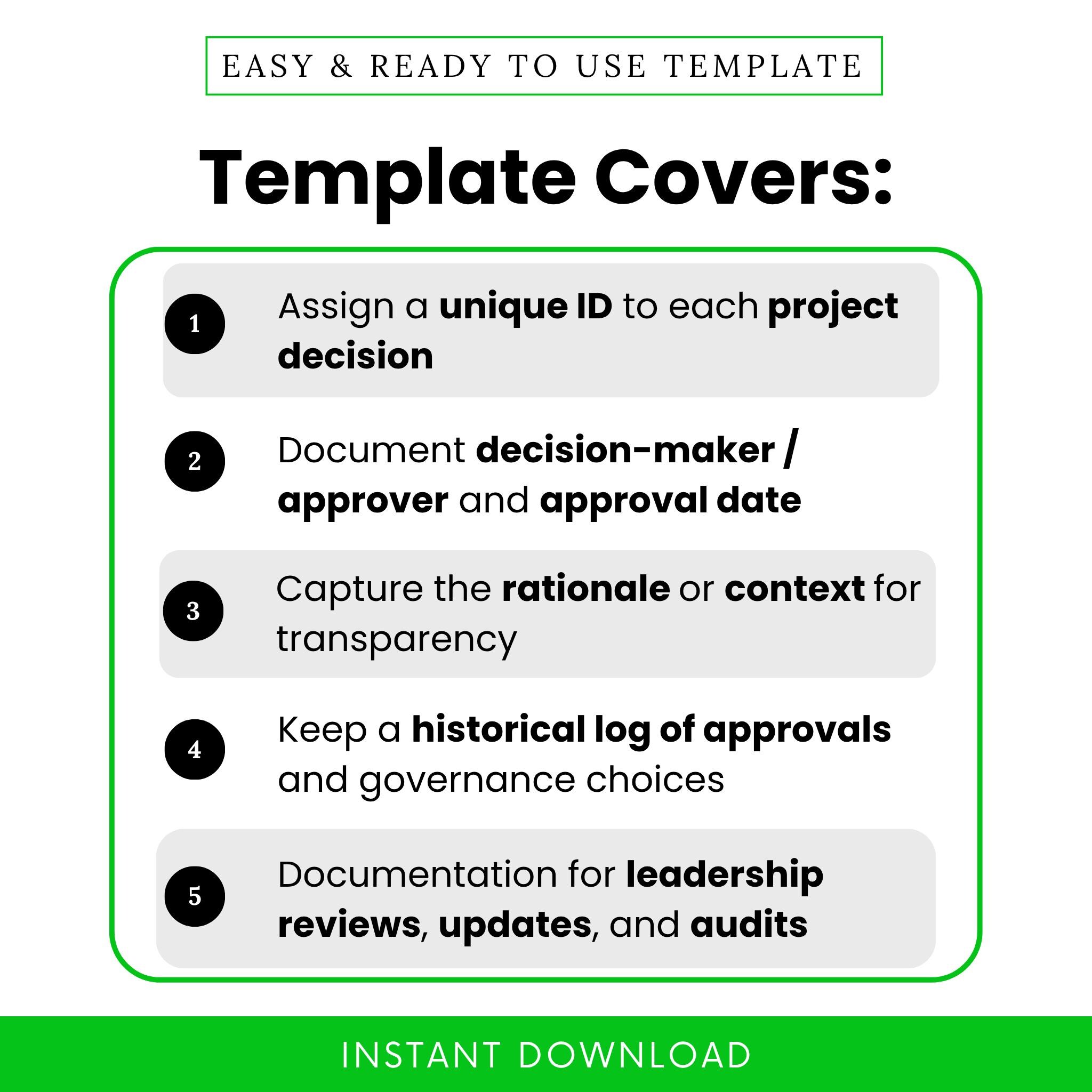 Simple Decision Tracker Template (word, PDF) | Project Decision Log ...