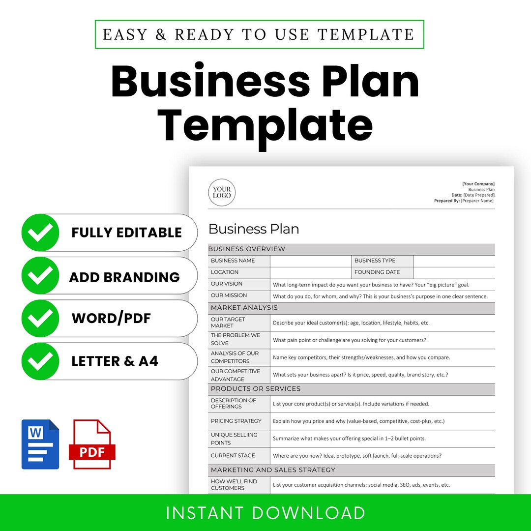 Business Plan Template (word, PDF) | Simple Business Plan Format ...