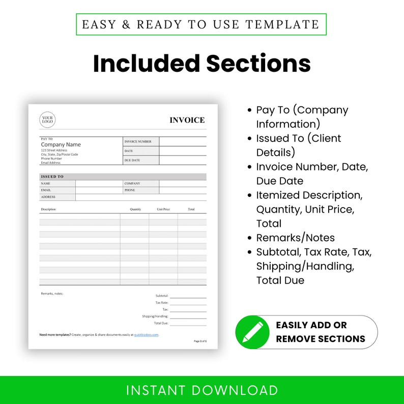 Simple Invoice Template (word, PDF) Invoice Template Editable ...