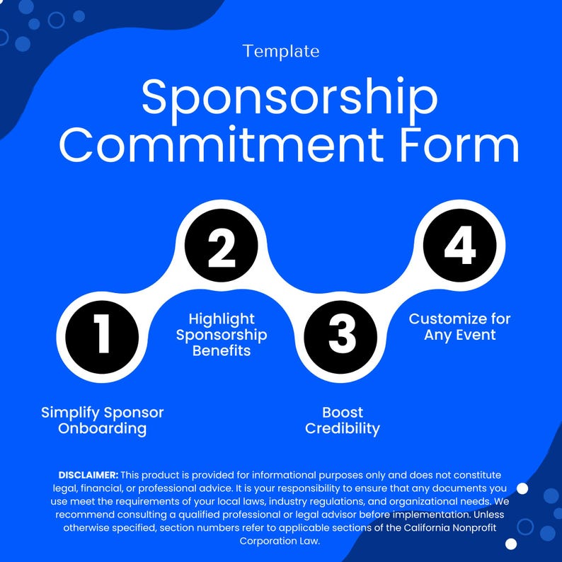 Sponsorship Commitment Form Template – Word & PDF, A4 + US Letter - Etsy