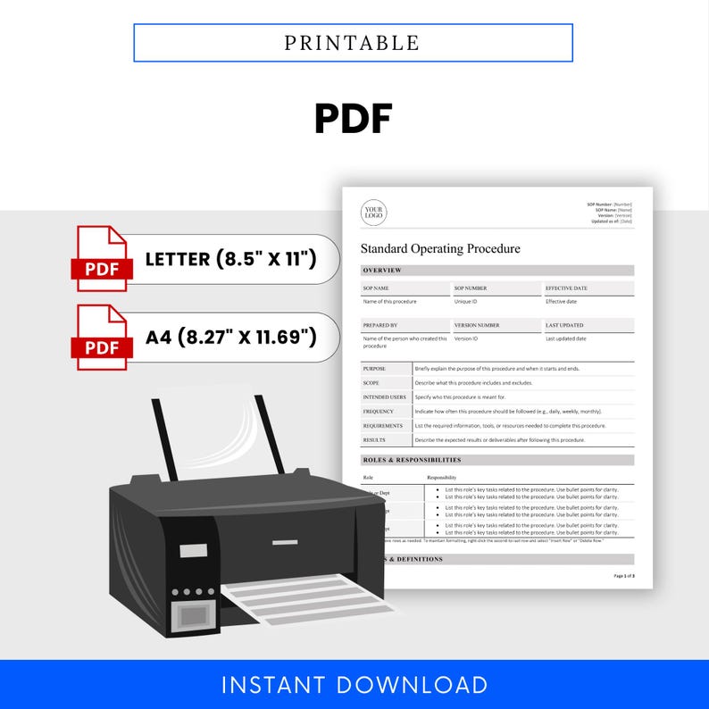 Standard Operating Procedure Template (word, PDF) | Simple SOP Template ...