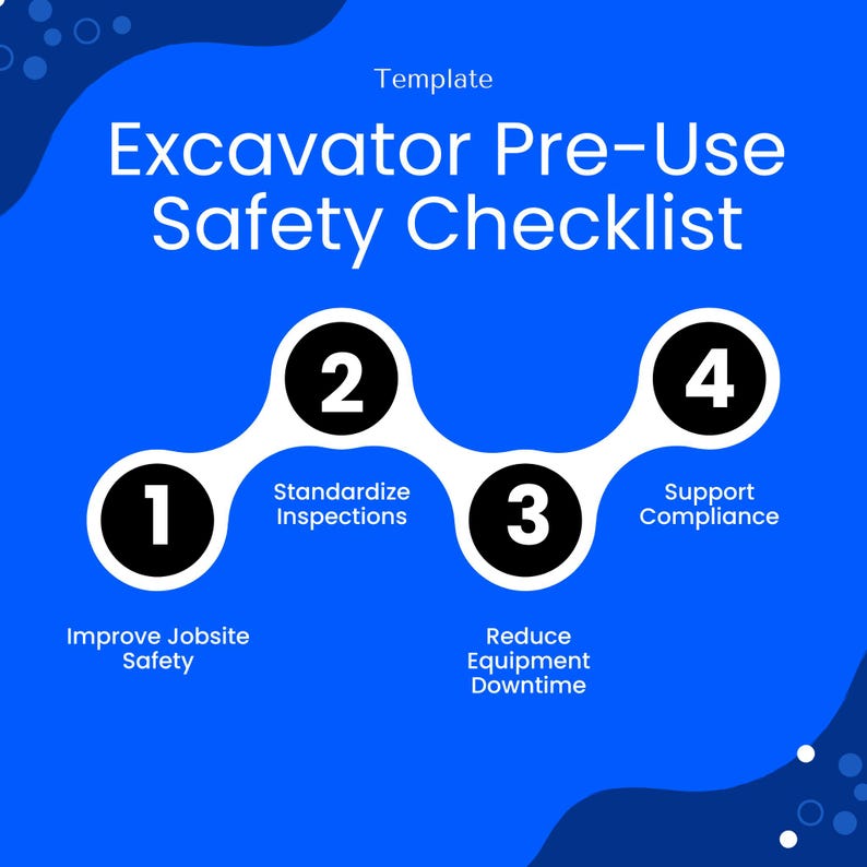 Excavator Pre-use Safety Checklist Template – Word & PDF, A4 + US ...