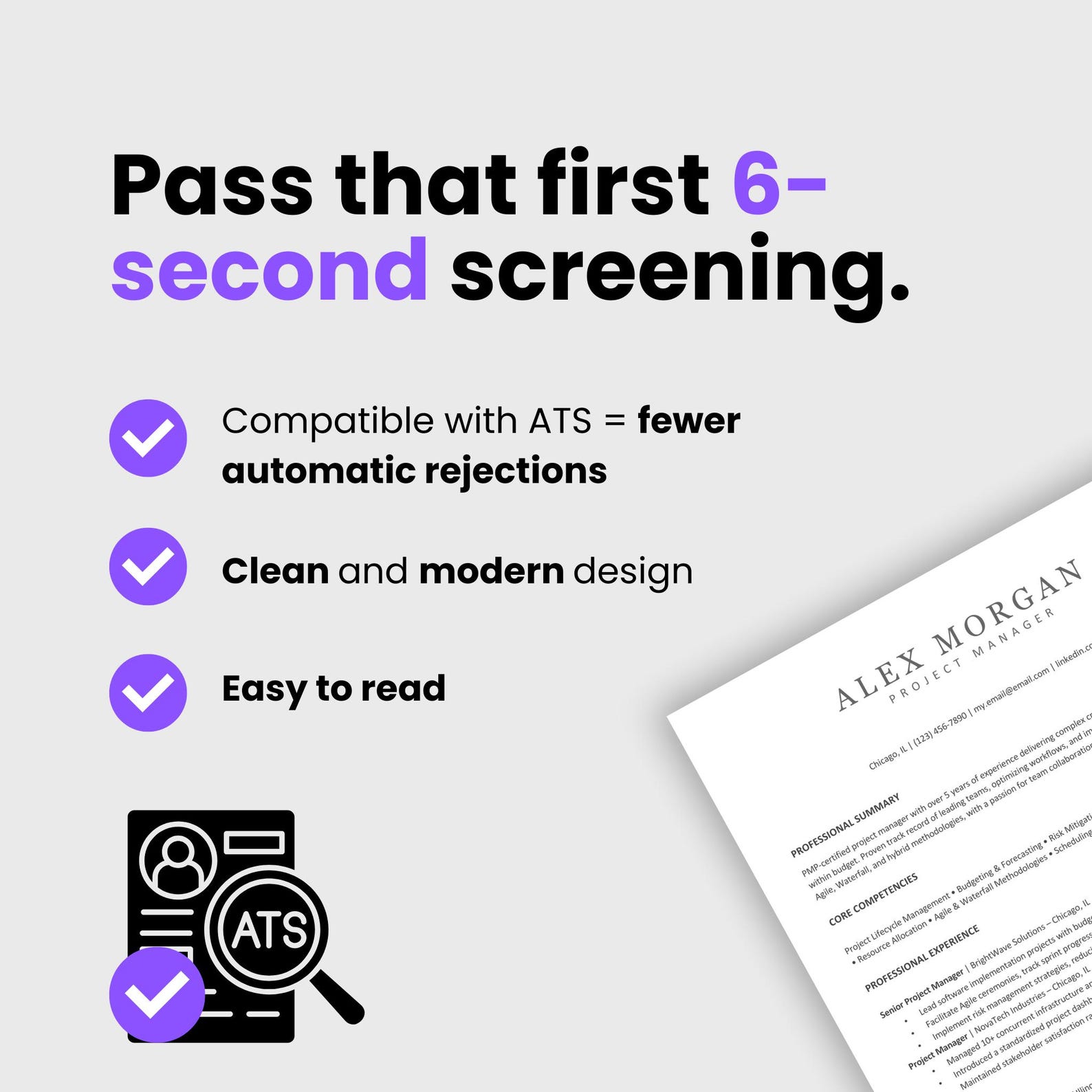 Project Manager Resume Template (word, PDF) | Ats-friendly Resume, PM ...