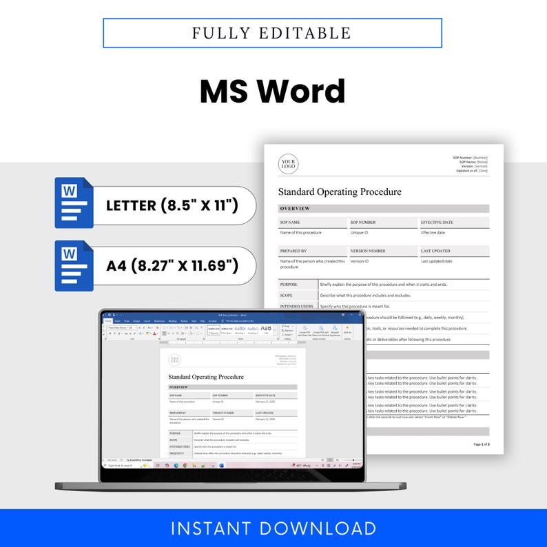 Standard Operating Procedure Template (word, PDF) | Simple SOP Template ...