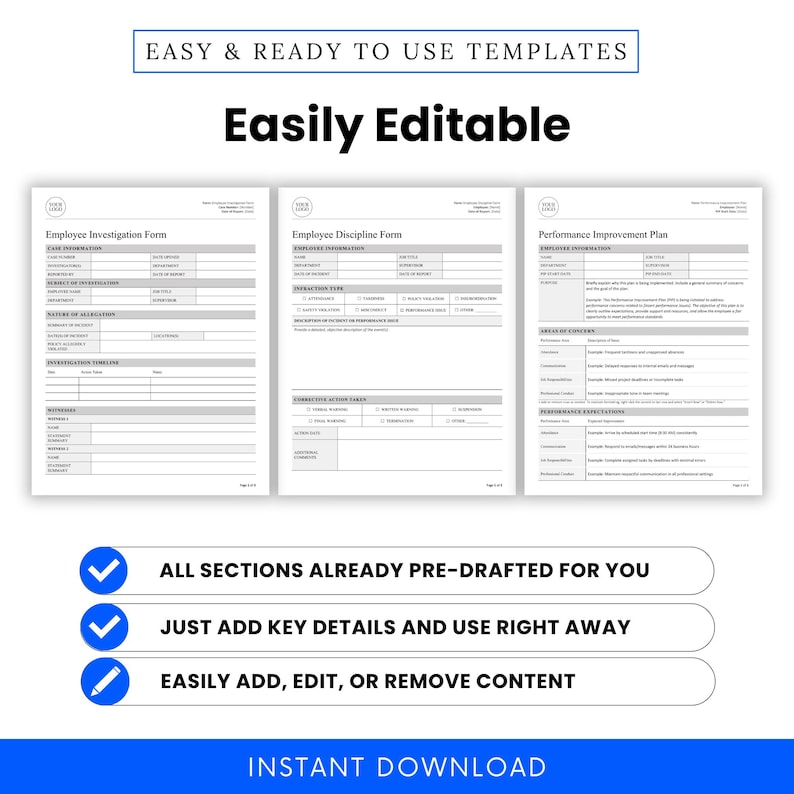 Employee Discipline Forms Bundle (word & PDF) | Employee Behavior ...