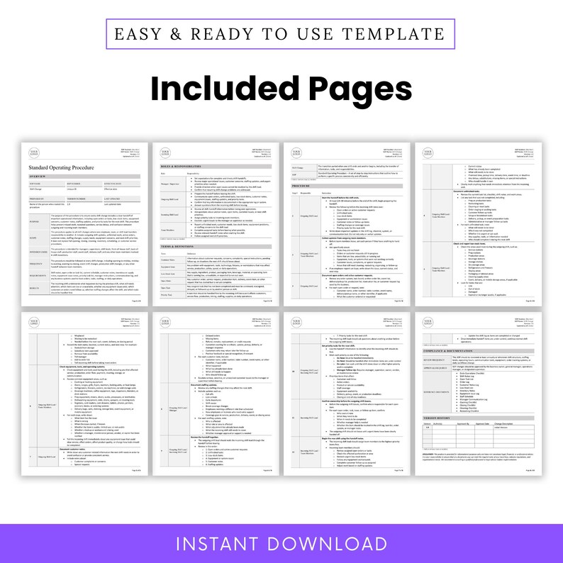 Food Truck Shift Change SOP Template (standard Operating Procedure ...