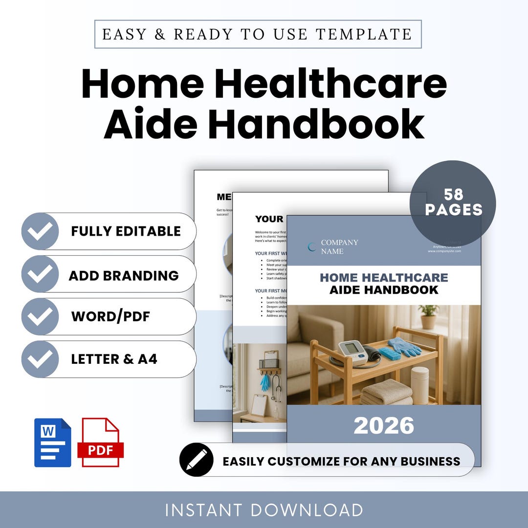 Home Healthcare Aide Handbook Template – Word & PDF, A4 + US Letter - Etsy
