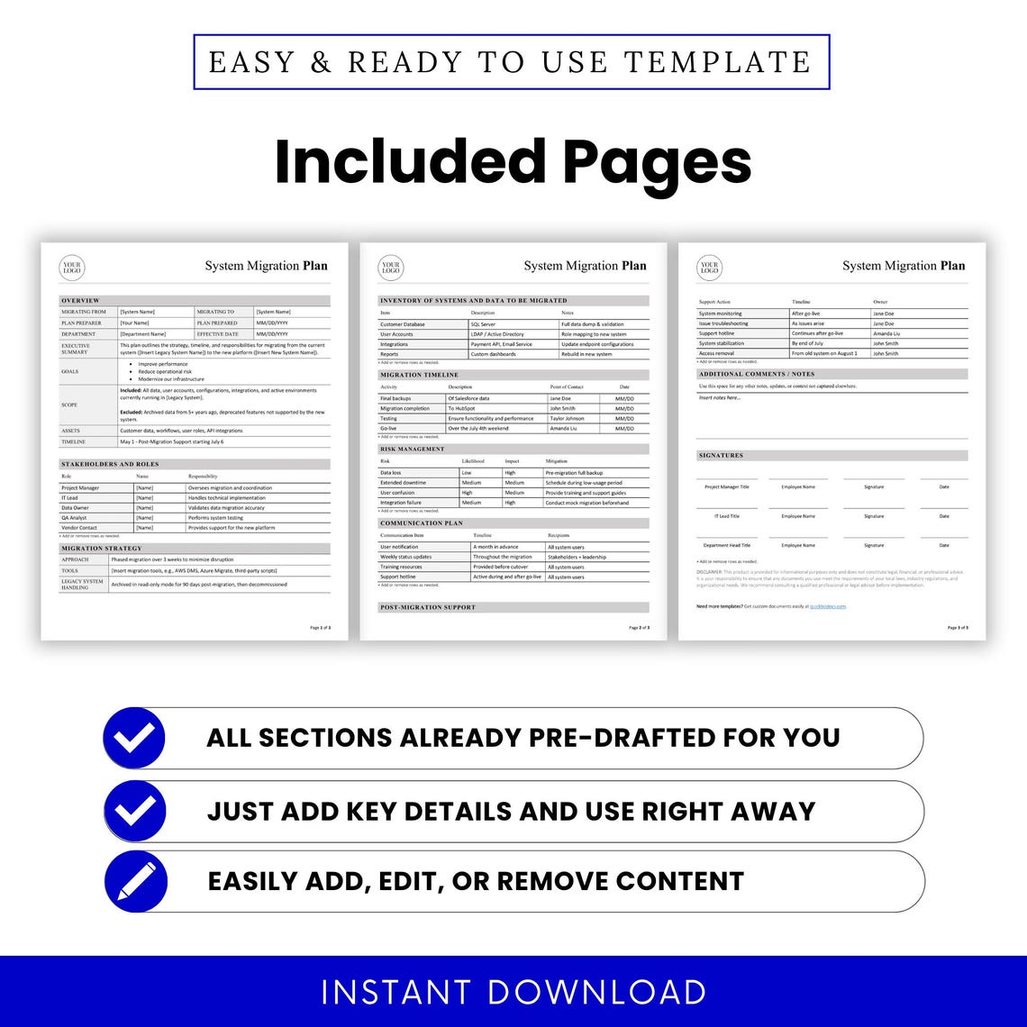 Simple System Migration Plan Template (word, PDF) | IT Migration Plan, Saas Migration Plan ...